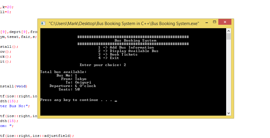 Simple Bus Booking System In C Free Source Code Sourcecodester
